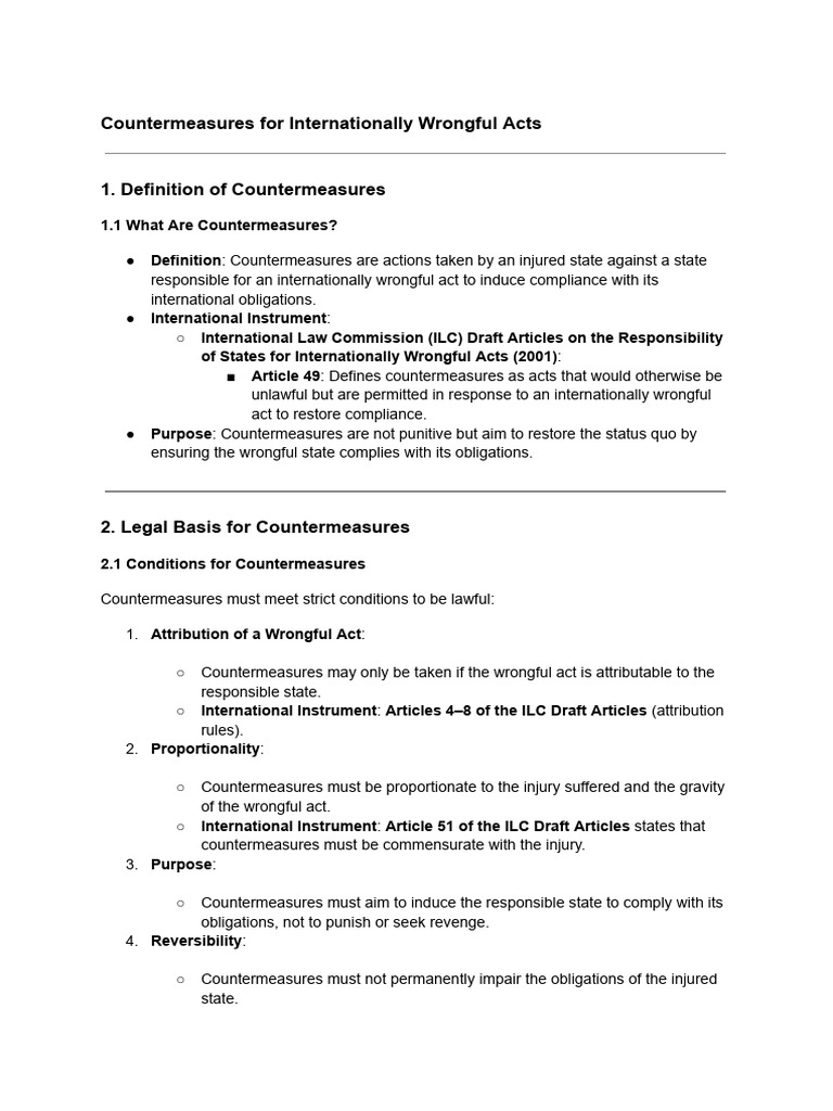 Countermeasures For Internationally Wrongful Acts | PDF | International ...