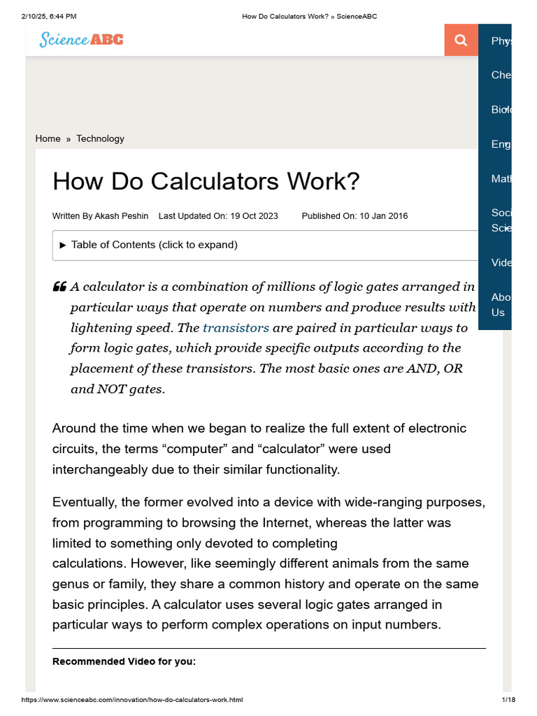 How Calculators Work Explained | PDF | Calculator | Logic Gate