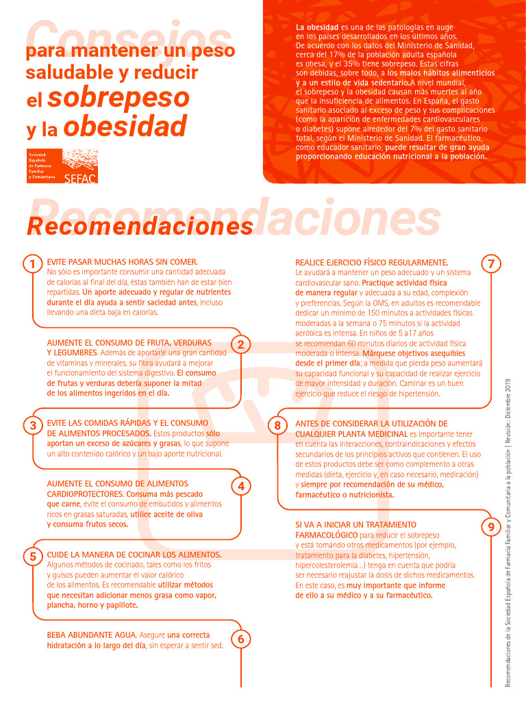 SEF FichaSobrepeso 2019 DEF | PDF | Dieta | Obesidad
