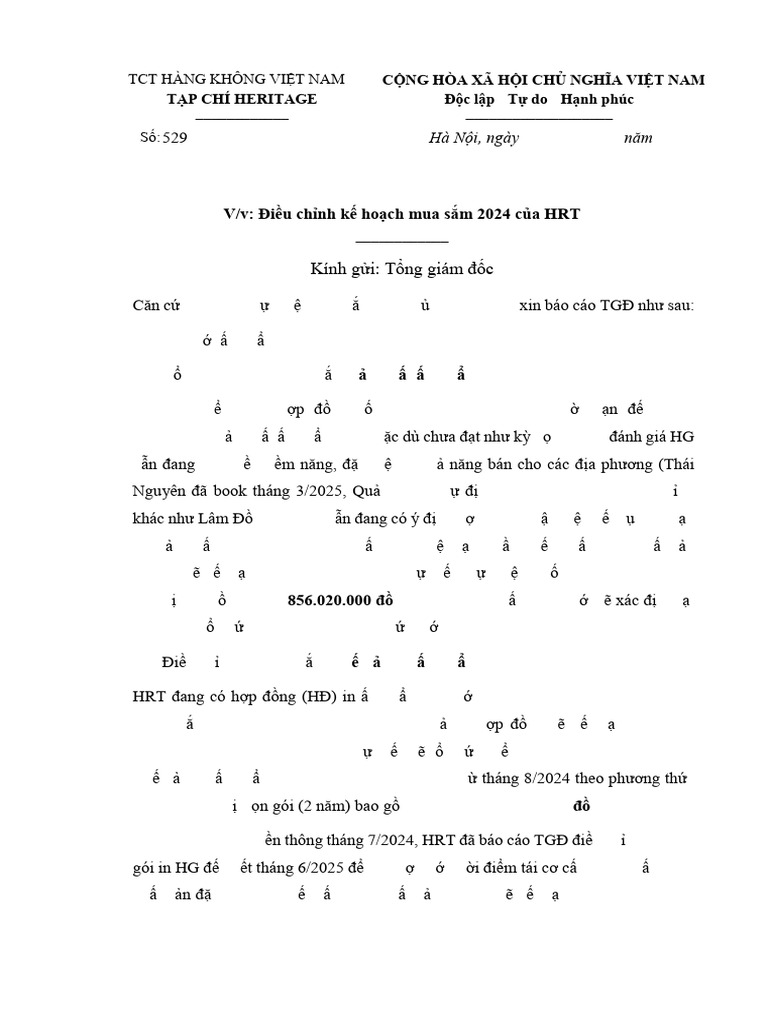 Báo cáo điều chỉnh KHMS 2024-HRT | PDF