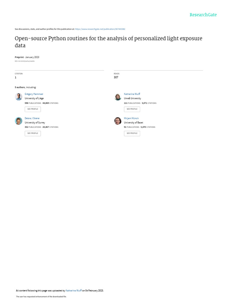 HammadPythonroutinesforanalysisoflight-exposureOSFpreprint2023 | PDF | Class (Computer Programming)