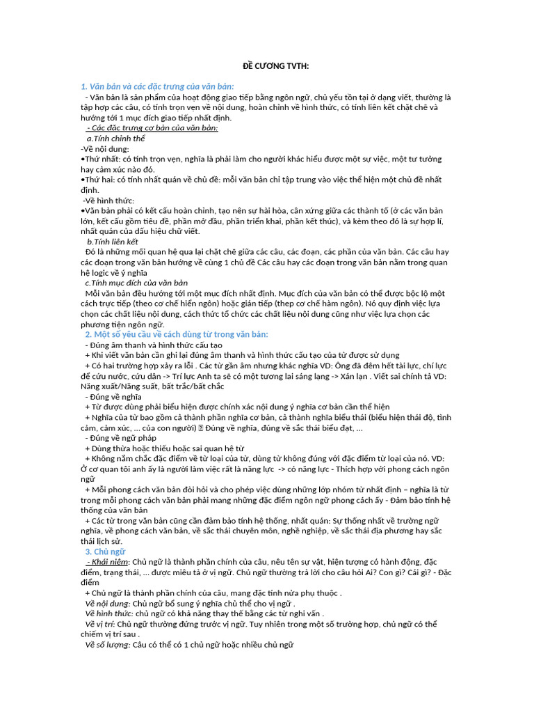 Đề Cương TVTH | PDF