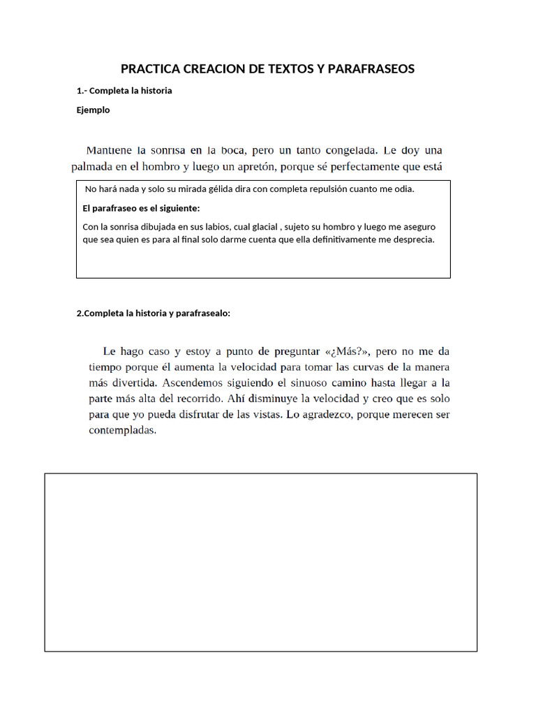 Practica Creacion de Textos y Parafraseos | PDF