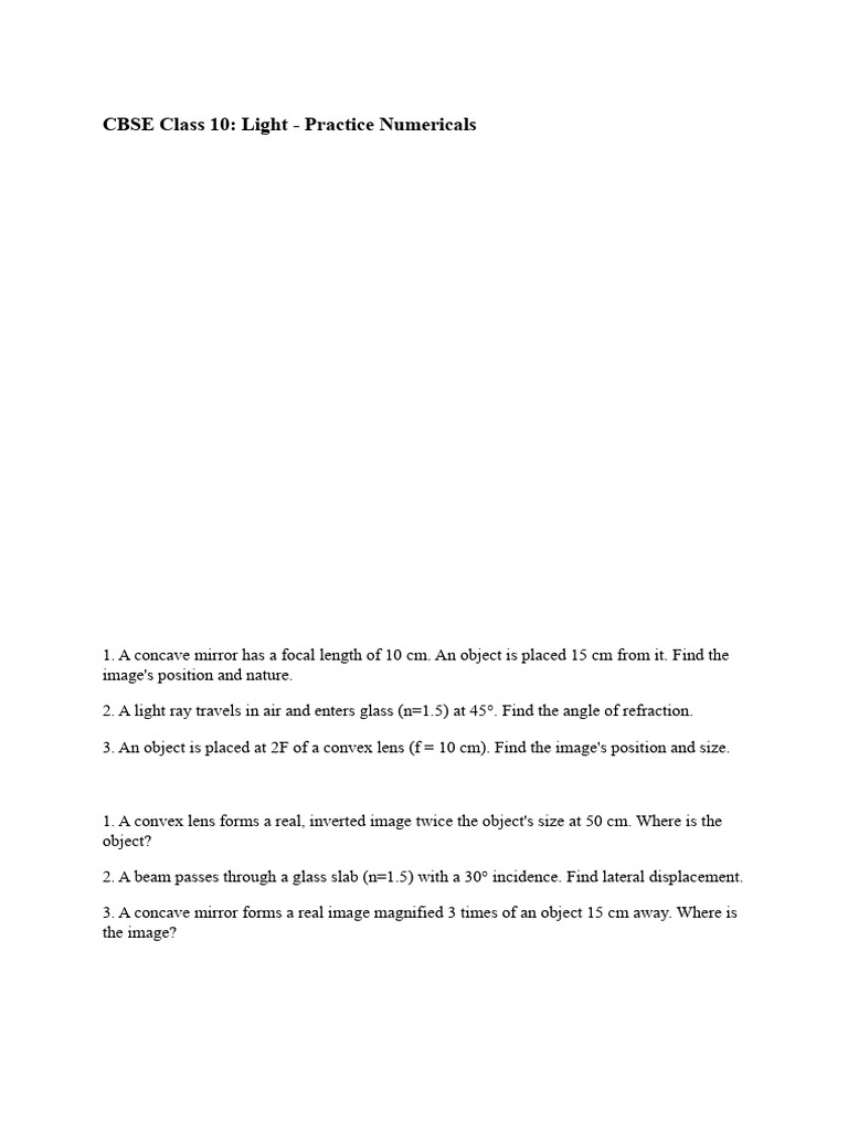 Light Numericals Set 2 | PDF