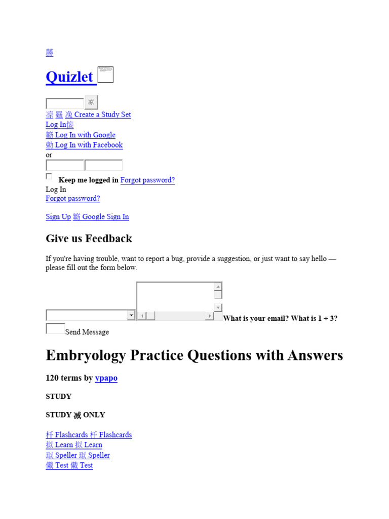 Embryology Practice Questions With Answers Flashcards - Quizlet | PDF ...