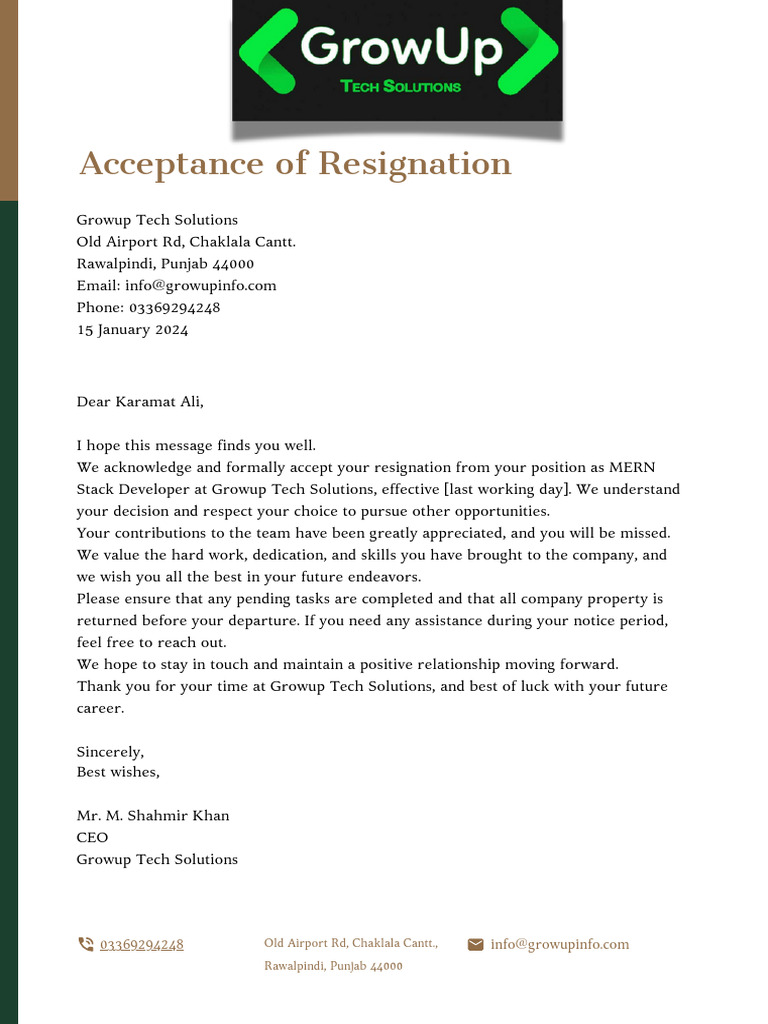 Accept Resignation Letter | PDF