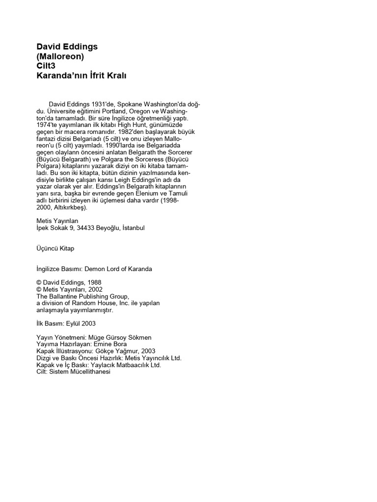 David Eddings - 3 Karanda'nin Ifrit Krali | PDF