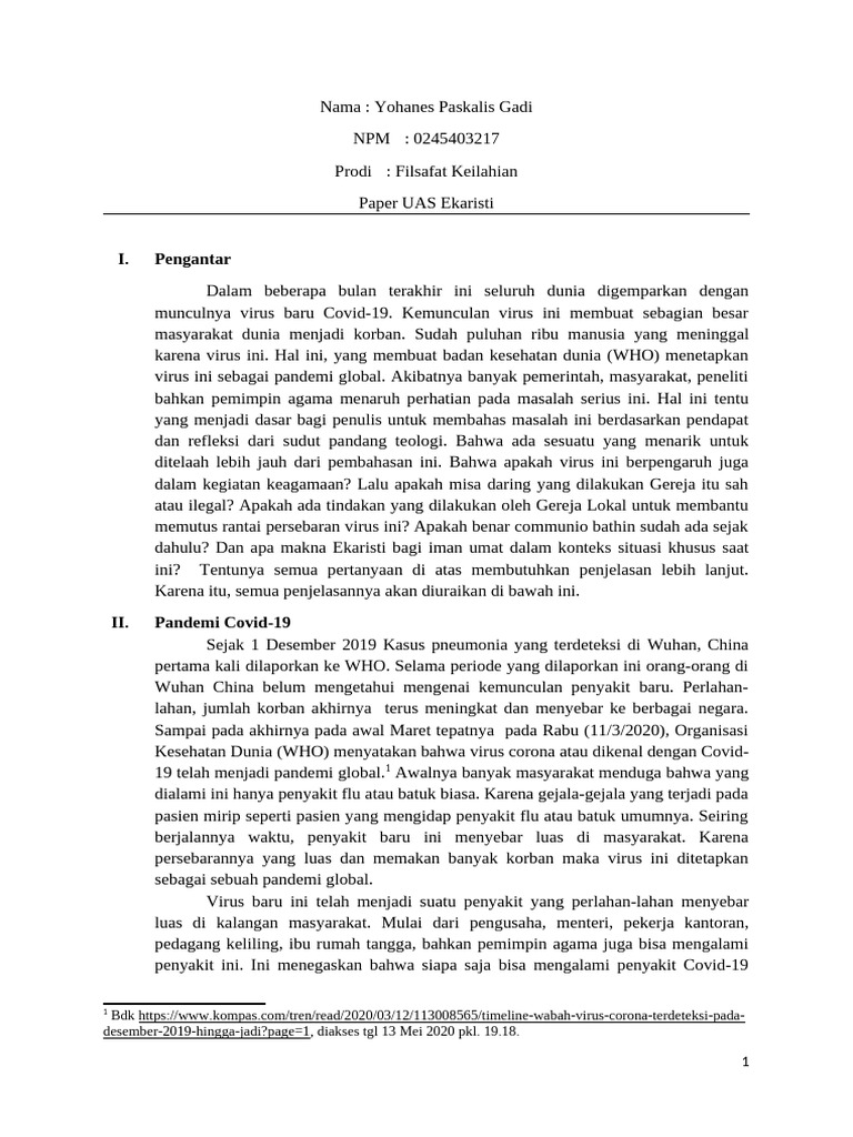 Paper UAS Ekaristi 2020 | PDF