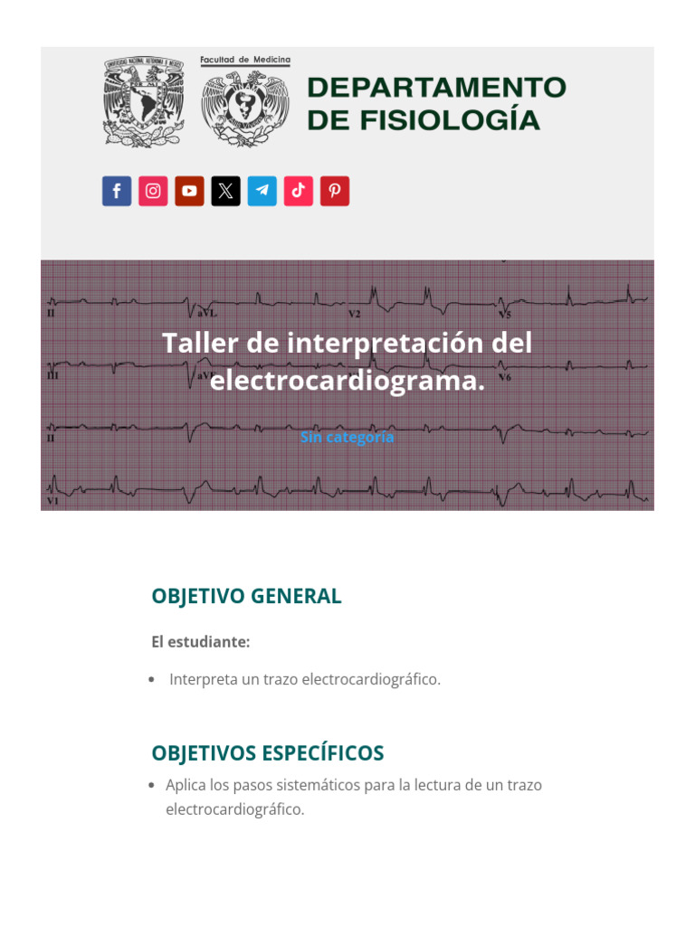 Taller de Interpretación Del Electrocardiograma. - FISIOLOGÍA | PDF | Frecuencia | Corazón