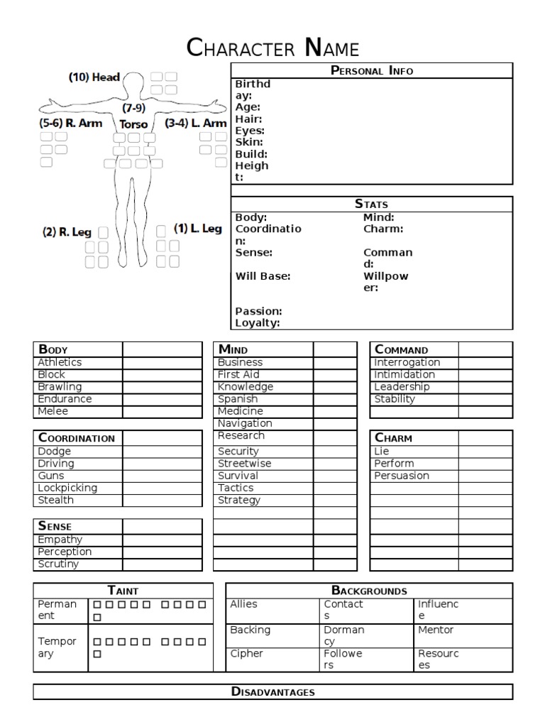 Wild Talents Character Sheet | PDF