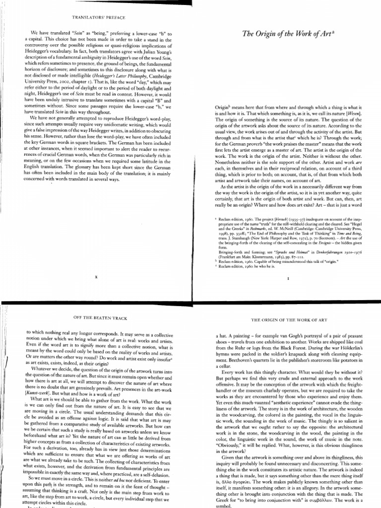 Heidegger's Art and Its Origins | PDF | Faith | Concept