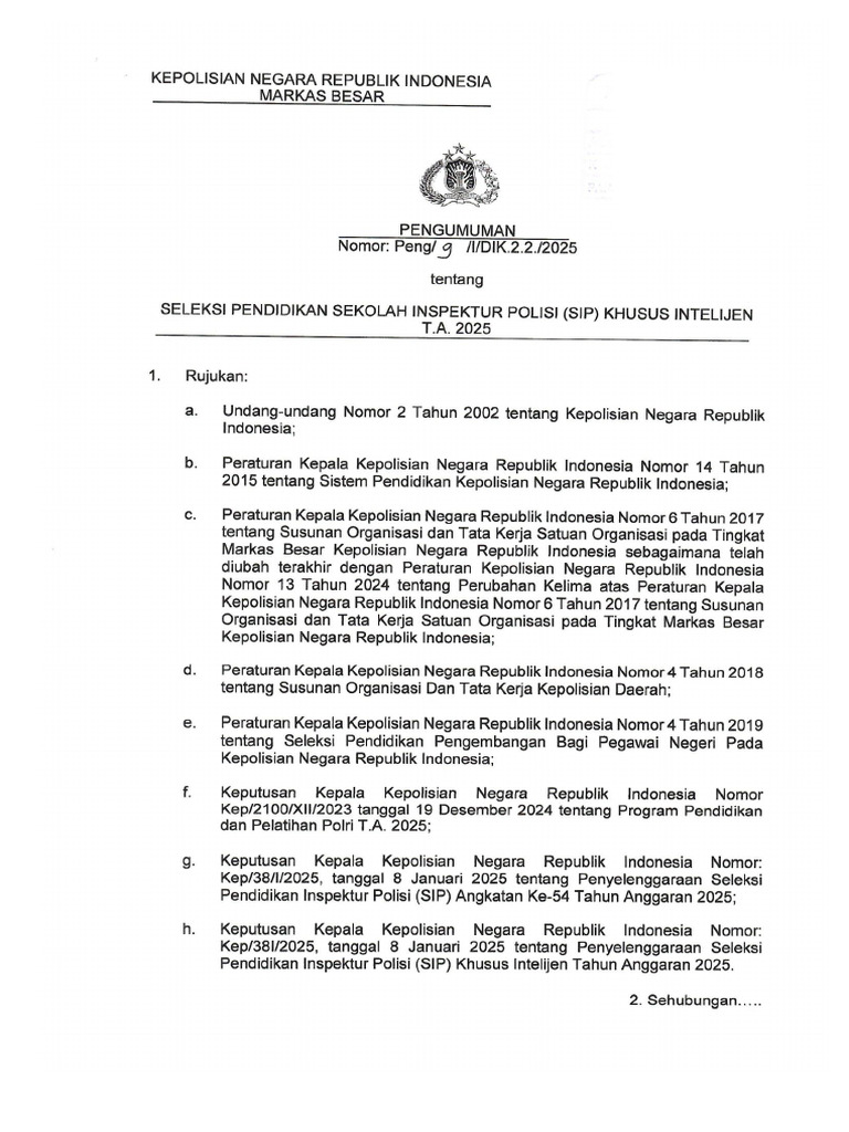 Pengumuman Rim SIPSUS BIK T.A. 2025 | PDF