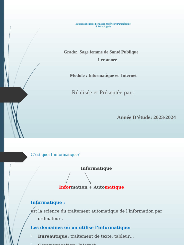 Cour N° (1) | PDF | Matériel informatique | Programme informatique