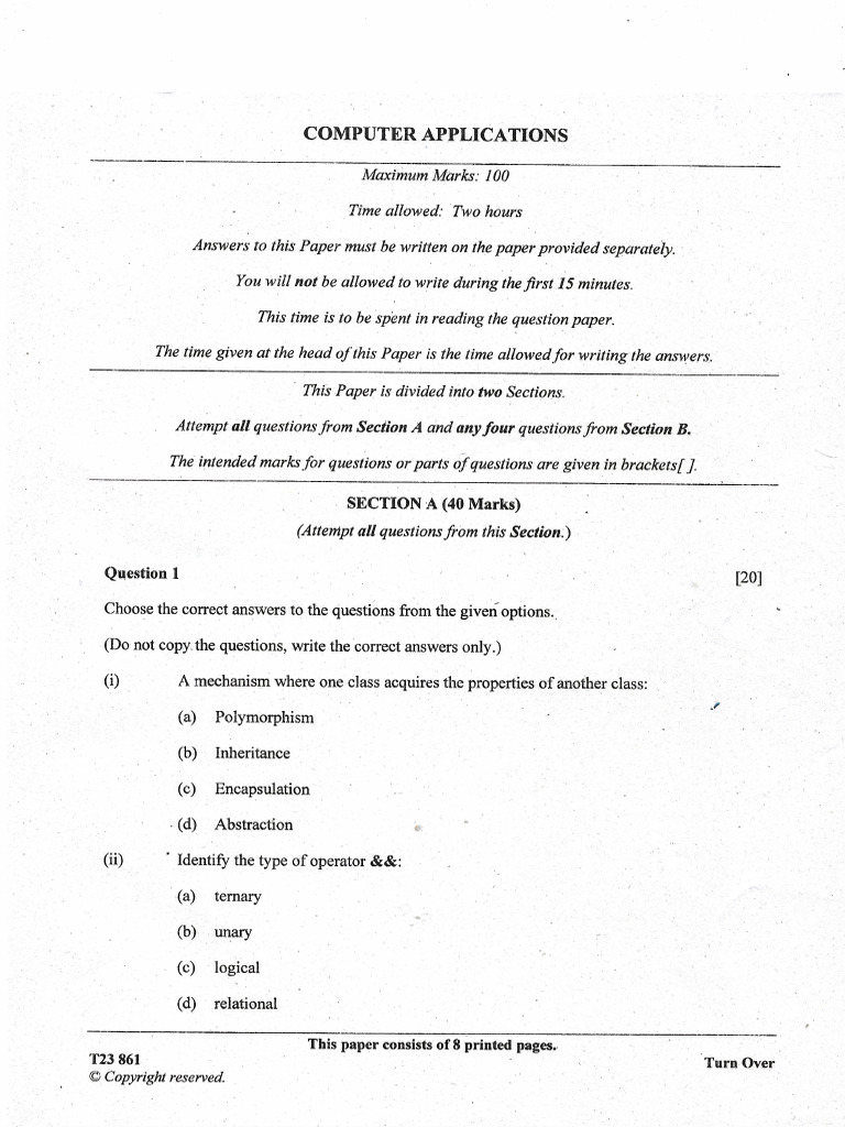 Icse Computer Question Paper-4 | PDF