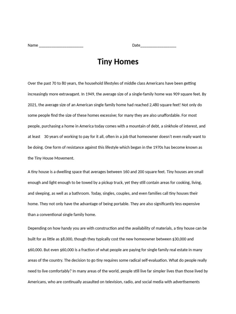 Embracing Tiny Living: A Self-Evaluation | PDF
