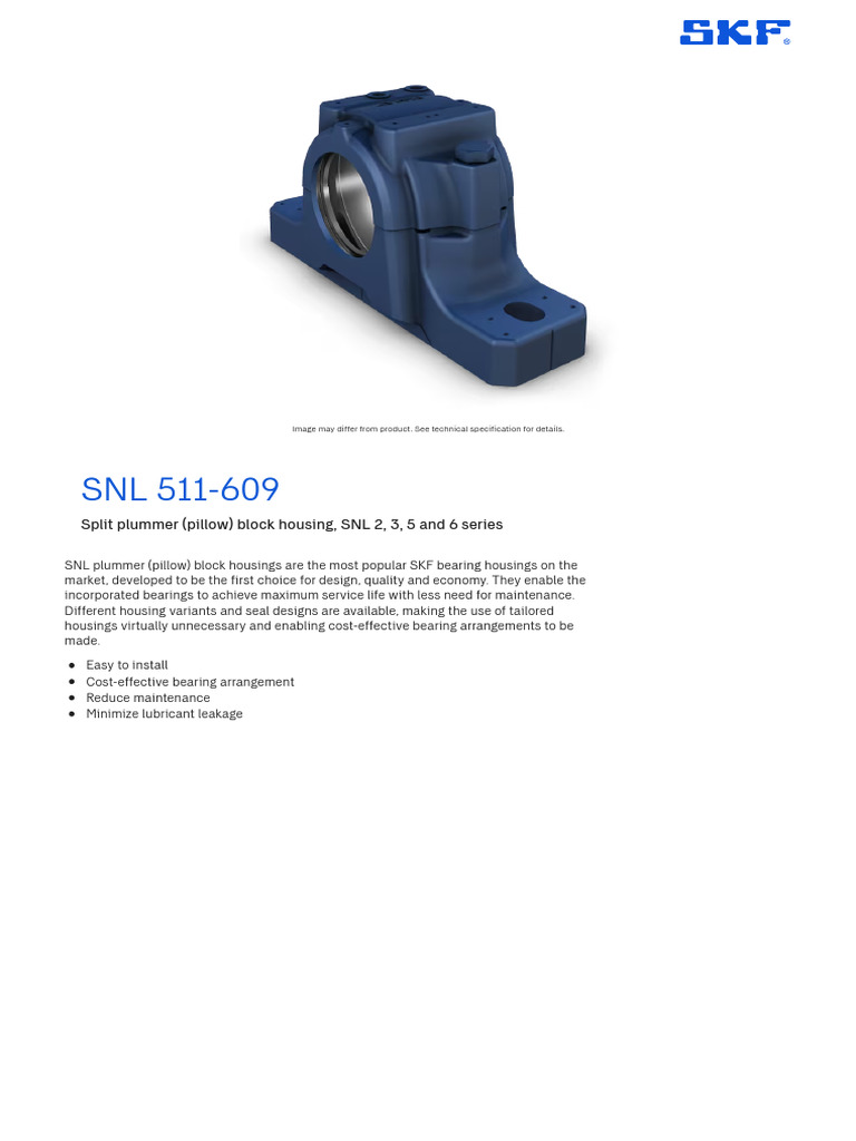 SNL 511-609 - Bearing Housings - SKF | PDF | License | Bearing (Mechanical)