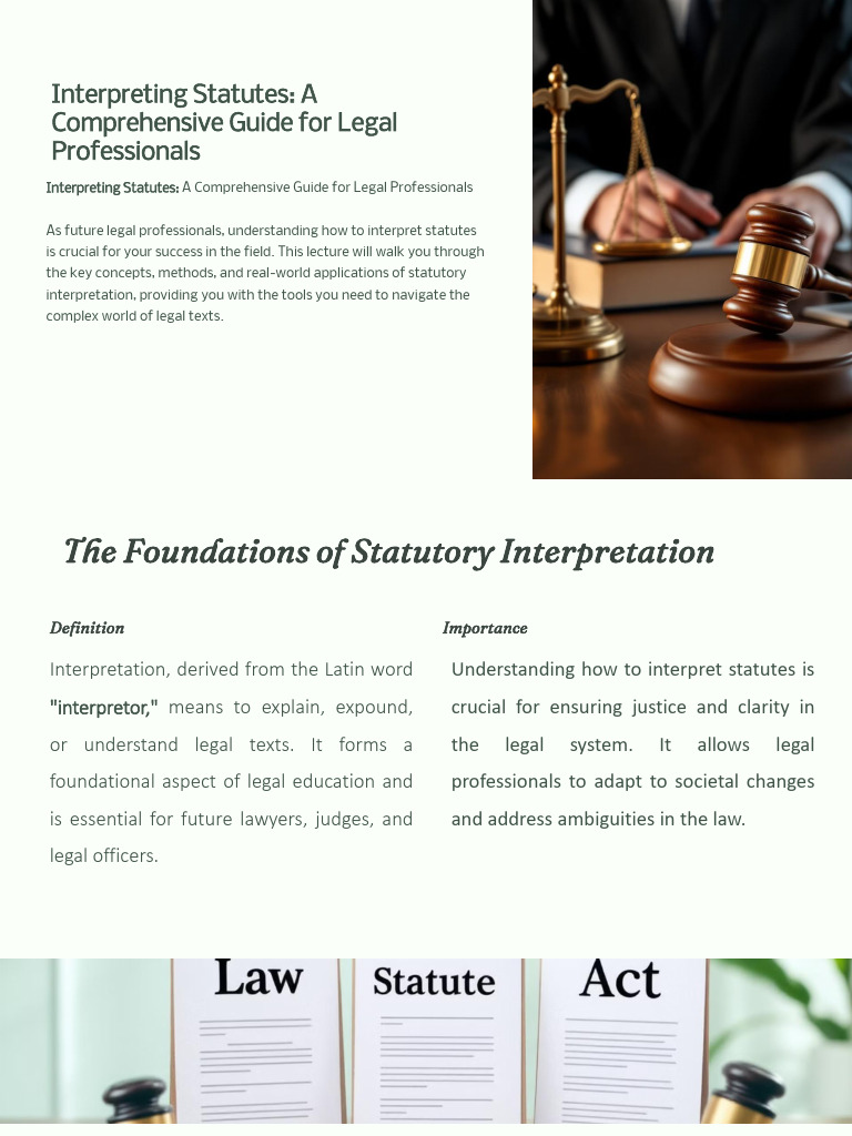 Interpreting Statutes A Comprehensive Guide For Legal Professionals As ...