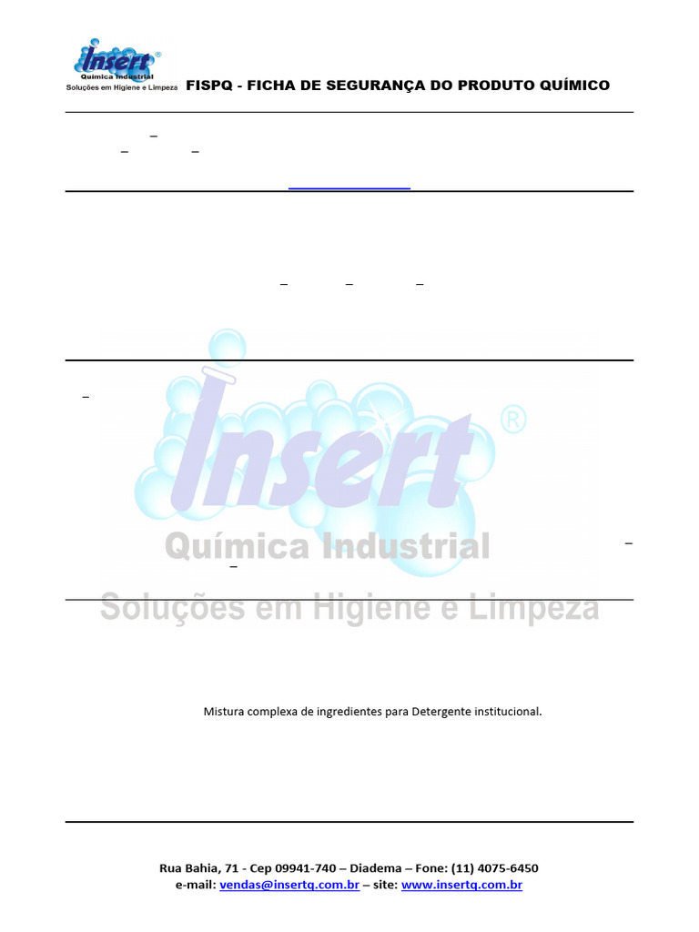FISPQ do Produto Químico INCIF | PDF | Desperdício | Solubilidade