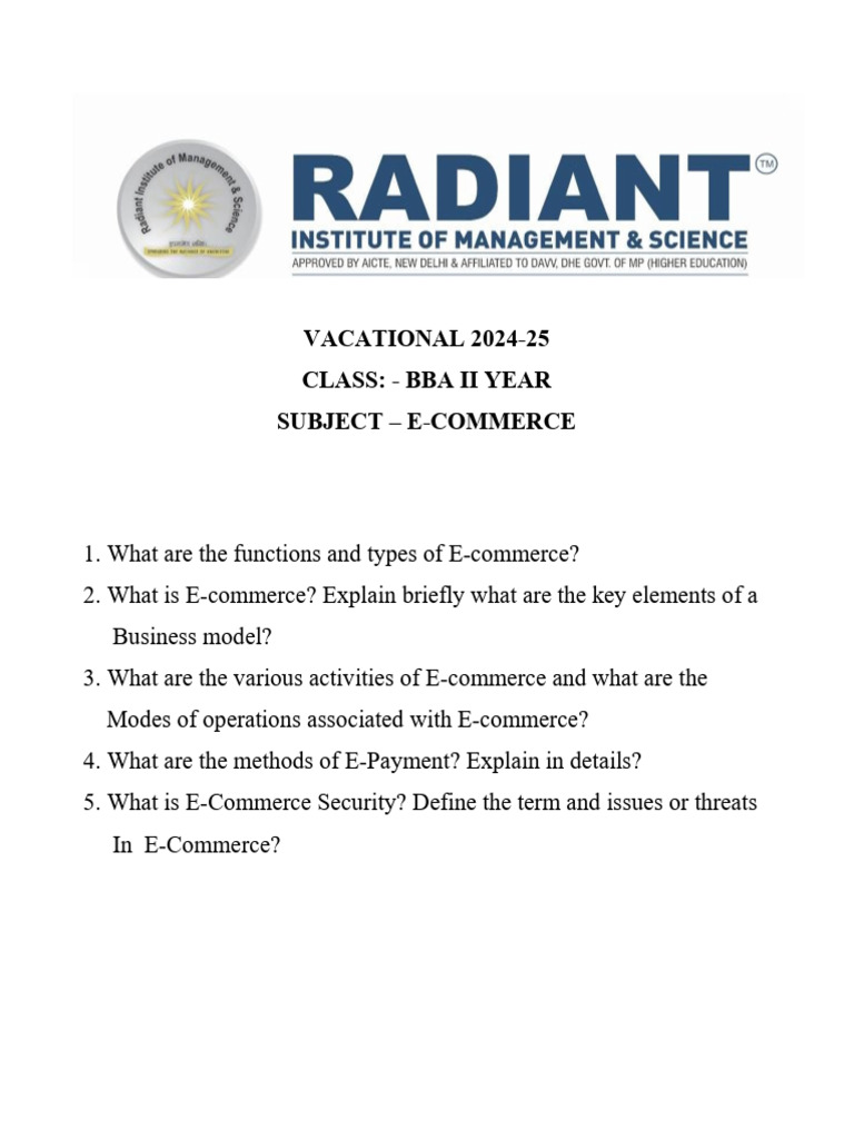 BBA E-Commerce Exam Guide | PDF