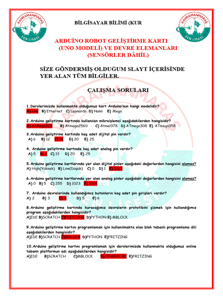 10.sinif Bilgisayar Bilimi Kur 2 Dersi Yazilisinda Soru Cikacak Konular Calisma Sorulari Ve ...