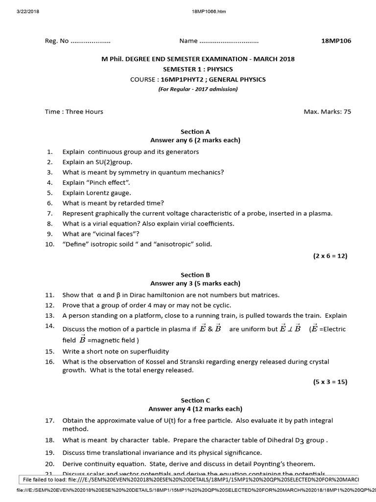 Physics Exam for MPhil Students | PDF | Quantum Field Theory | Applied Mathematics