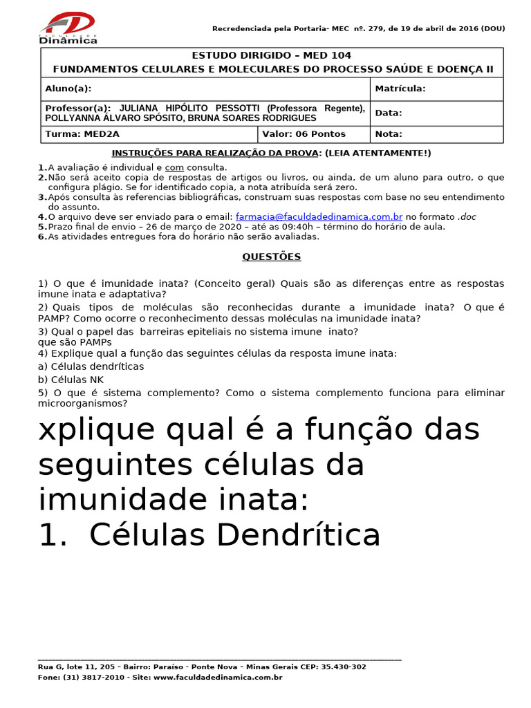 Estudo Dirigido - Ples | PDF | Sistema imunológico | Sistema ...