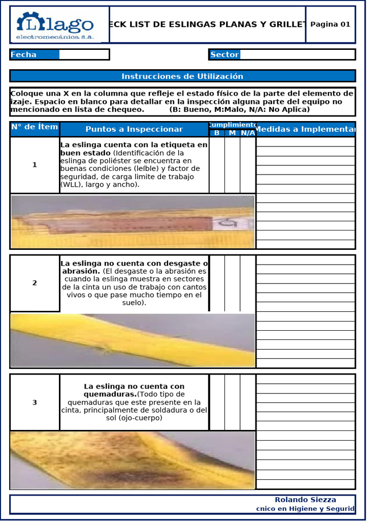 Eslingas Planas Check List | PDF