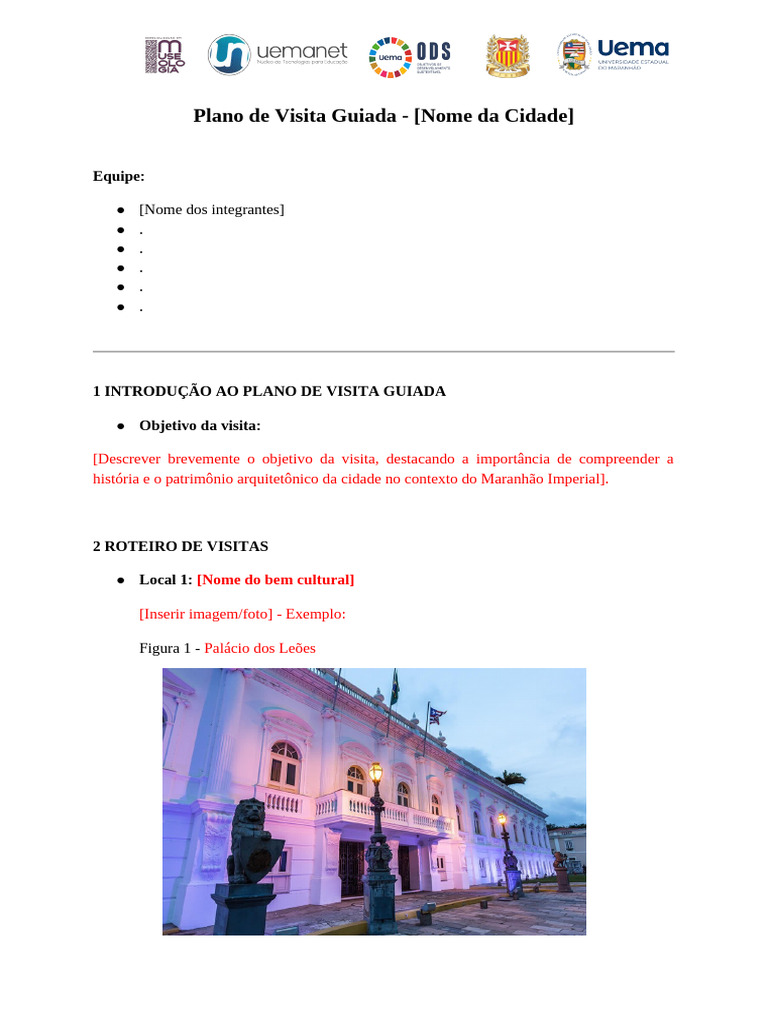 Modelo - Plano de Visita Guiada | PDF