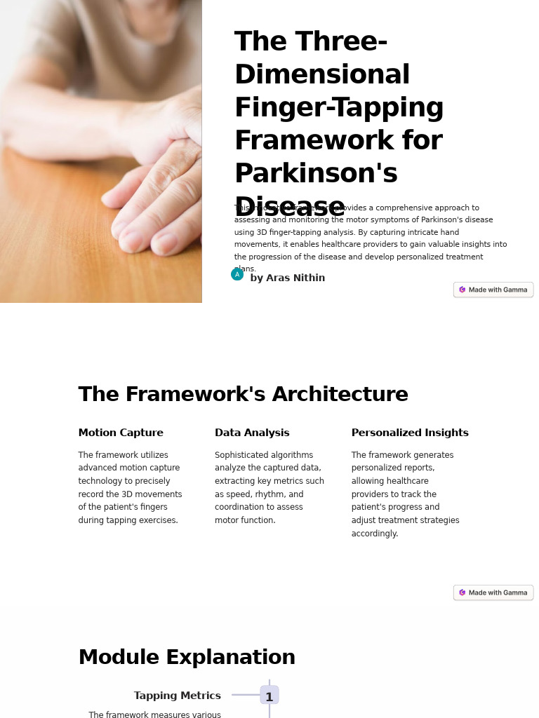 The Three Dimensional Finger Tapping Framework For Parkinsons Disease | PDF