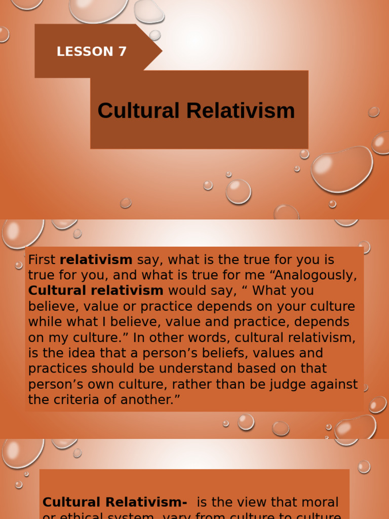 Lesson 07 MWF Section RM - LESSON-7-CULTURAL-RELATIVISM-1 | PDF ...