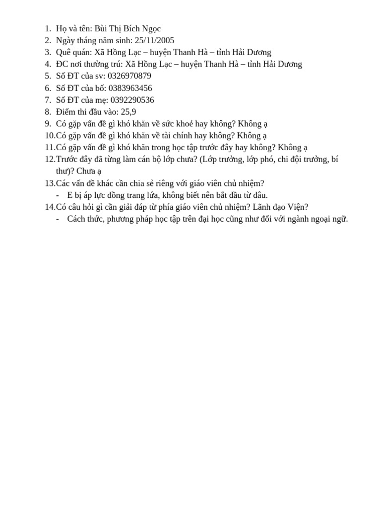 Bùi Thị Bích Ngọc IPE03 - K68 | PDF