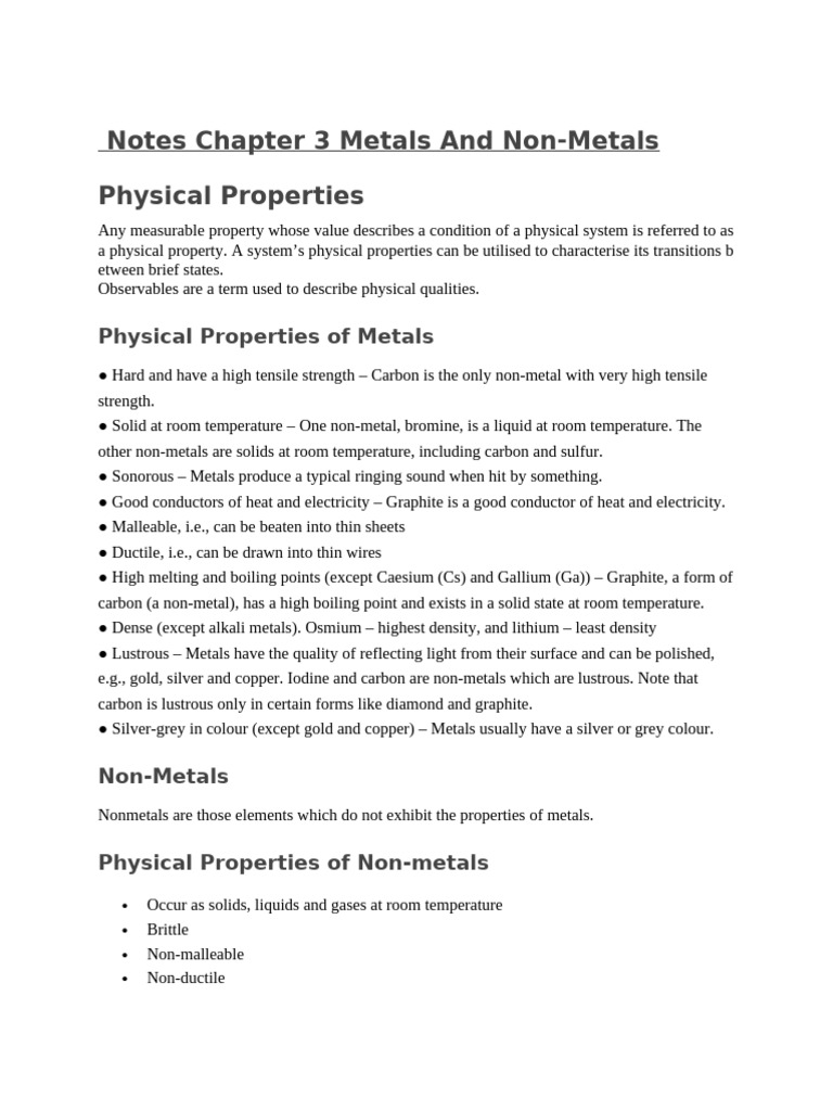 Notes Chapter 3 Metals and Non | PDF | Ion | Ionic Bonding