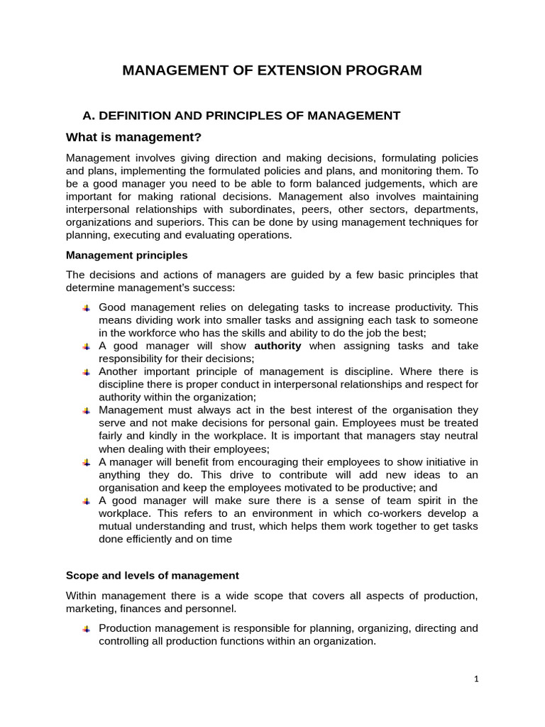 Management of Extension Program | PDF | Leadership | Motivation
