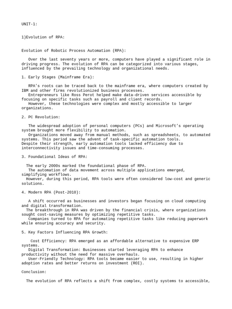 UNIT-1_RPA | PDF | Automation | User Interface UNIT-1_RPA | PDF | Automation | User Interface