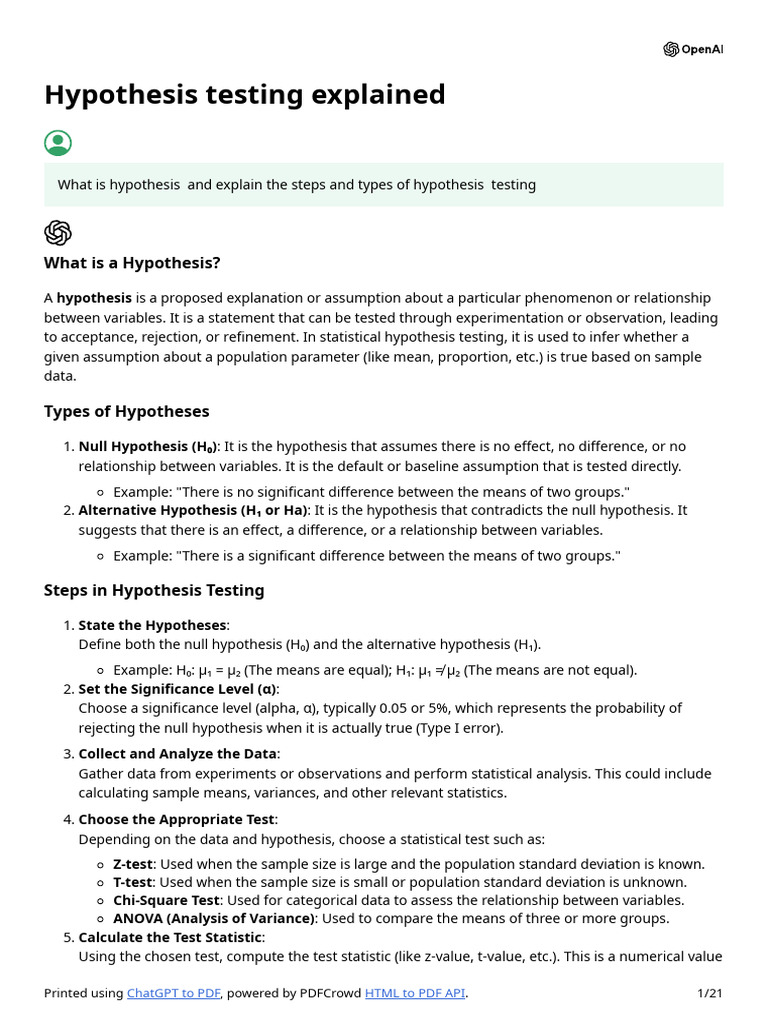 Hypothesis Testing Explained | PDF | Empiricism | P Value