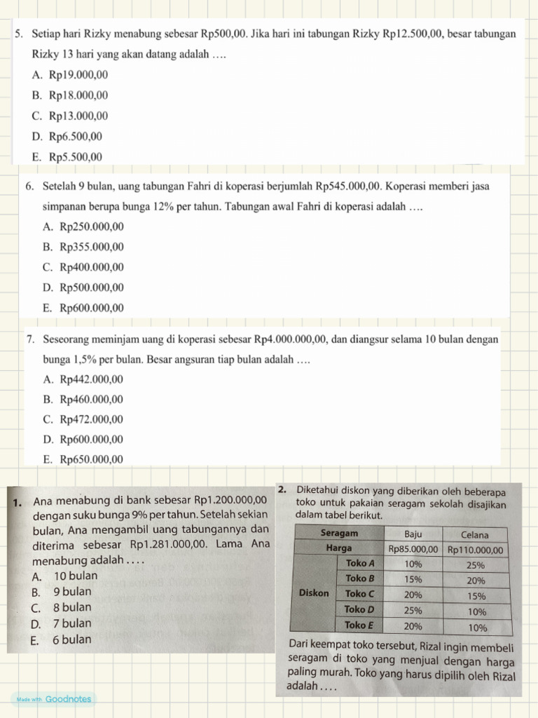 Utbk Latsol Aritmatika Sosial | PDF