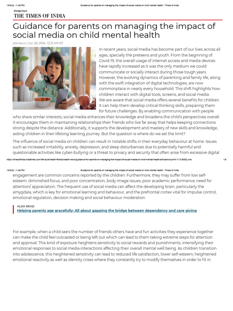 Guidance For Parents On Managing The Impact of Social Media On Child ...