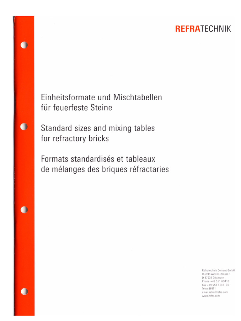 Standart Sizes and Mixing Tables For Refractory Bricks | PDF