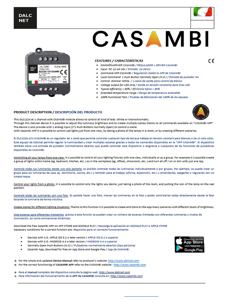 dlc1224-1cv-casambi_sp_r02 (1) | PDF | Electrónica | Electricidad