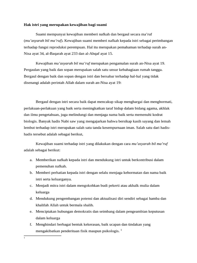 Hak Istri Yang Merupakan Kewajiban Bagi Suami | PDF