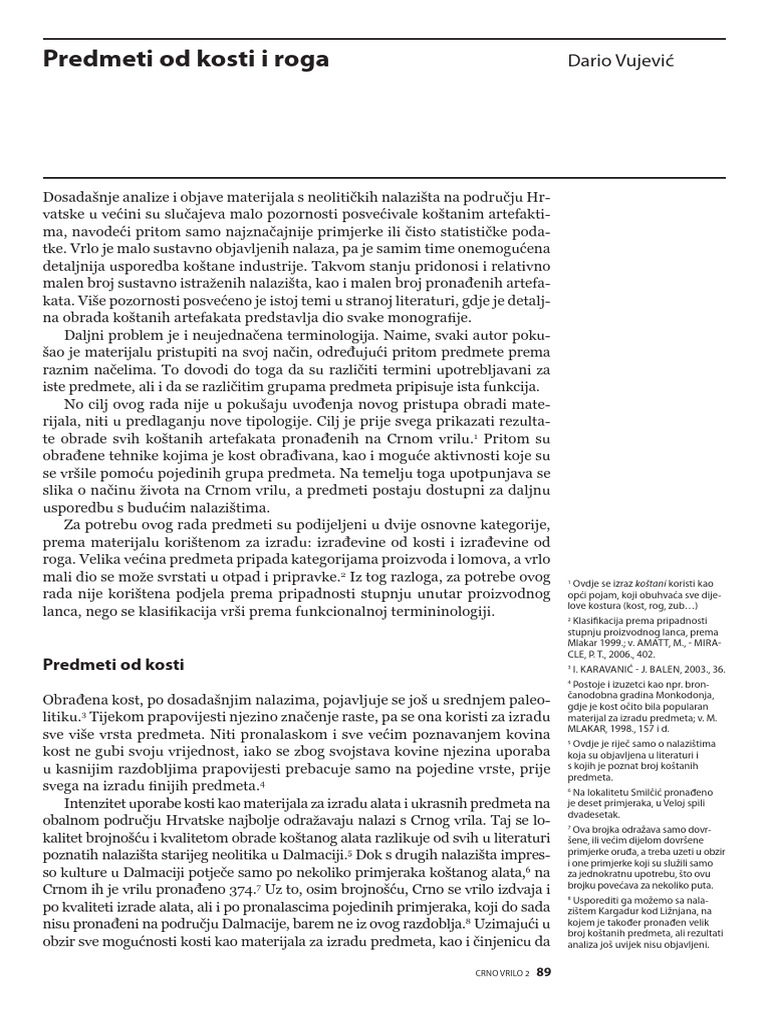 VUJEVIĆ D. - Predmeti Od Kosti i Roga | PDF
