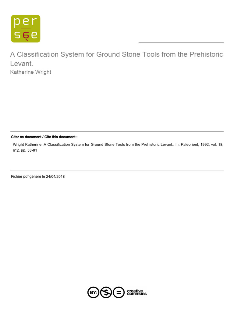 WRIGHT K., 1992. - A Classification System for Ground Stone Tools From ...