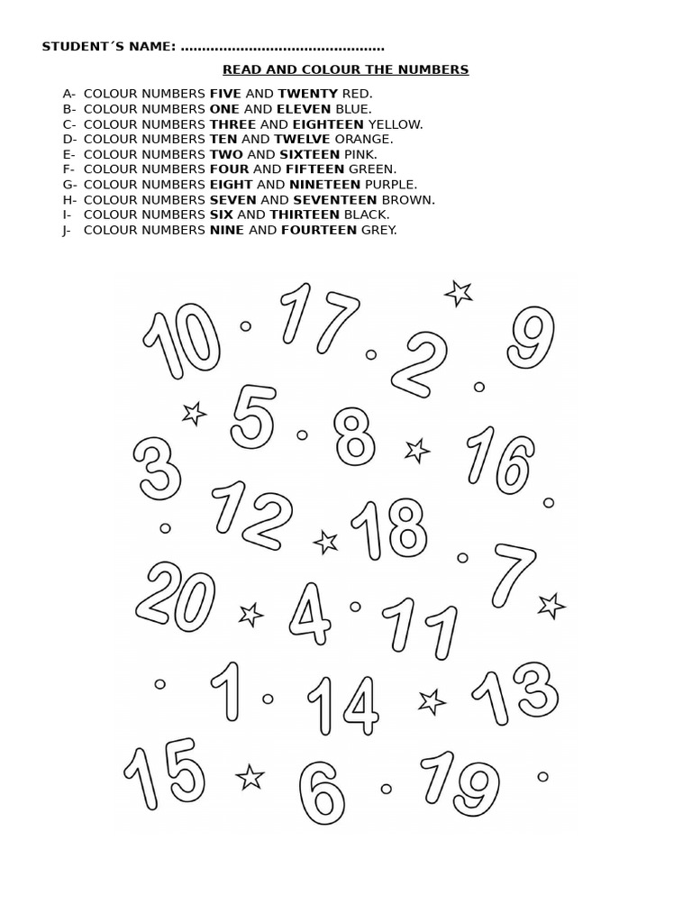 Read and Colour The Numbers | PDF