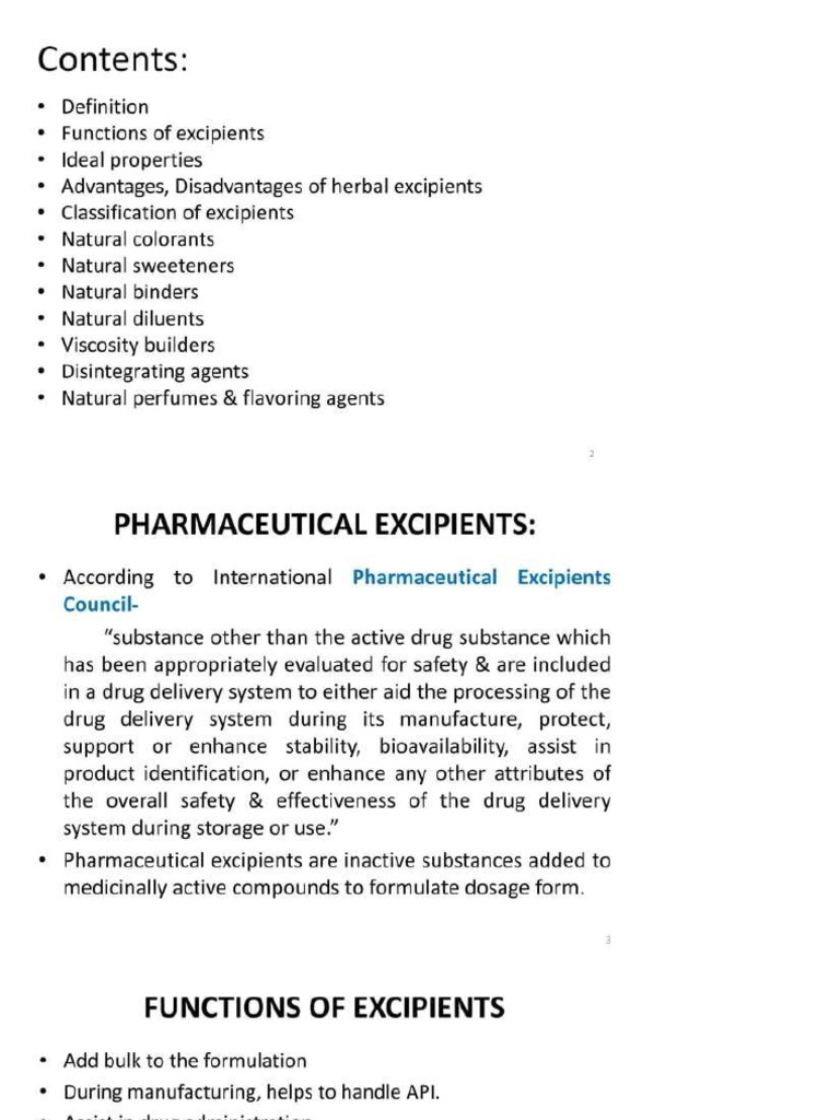 Herbal Excipients - Autosaved | PDF