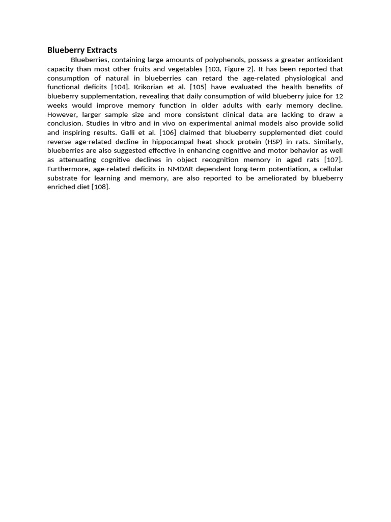 Blueberry Extracts | PDF | Memory | Superoxide Dismutase