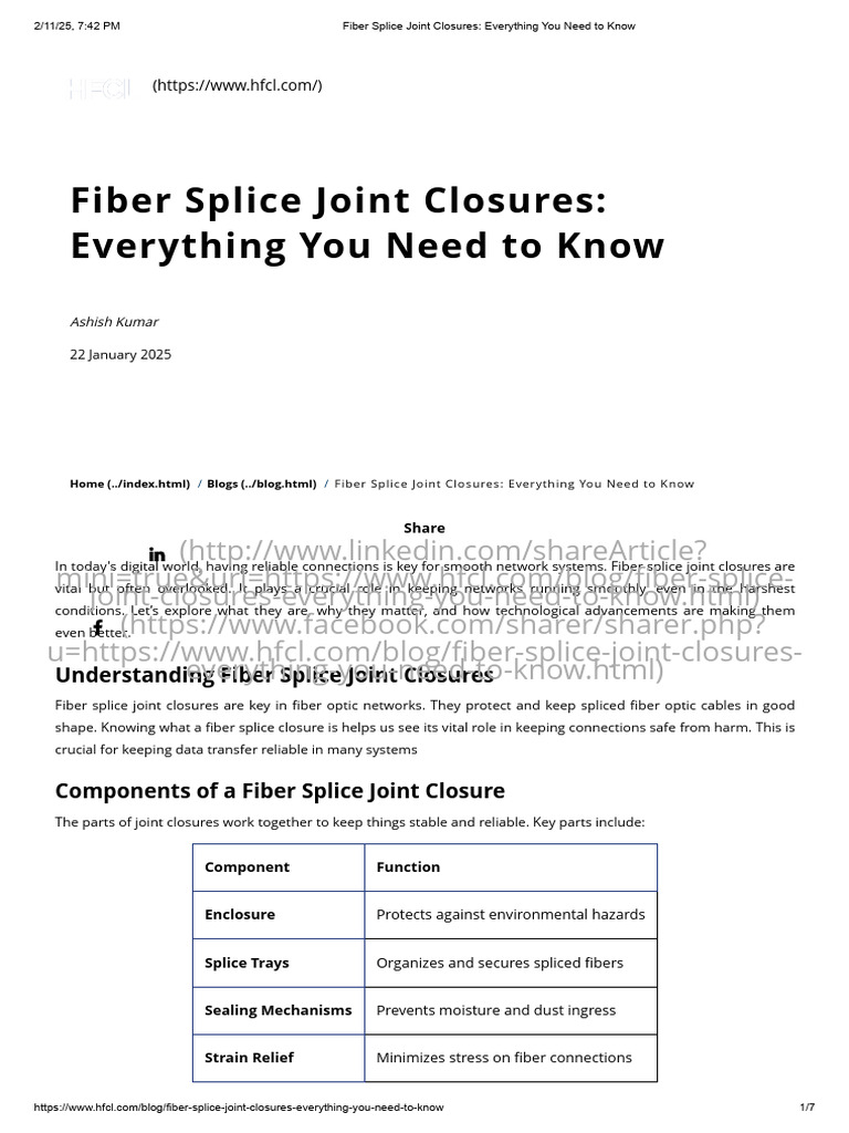 Fiber Splice Joint Closures Guide | PDF | Optical Fiber | Fiber To The X