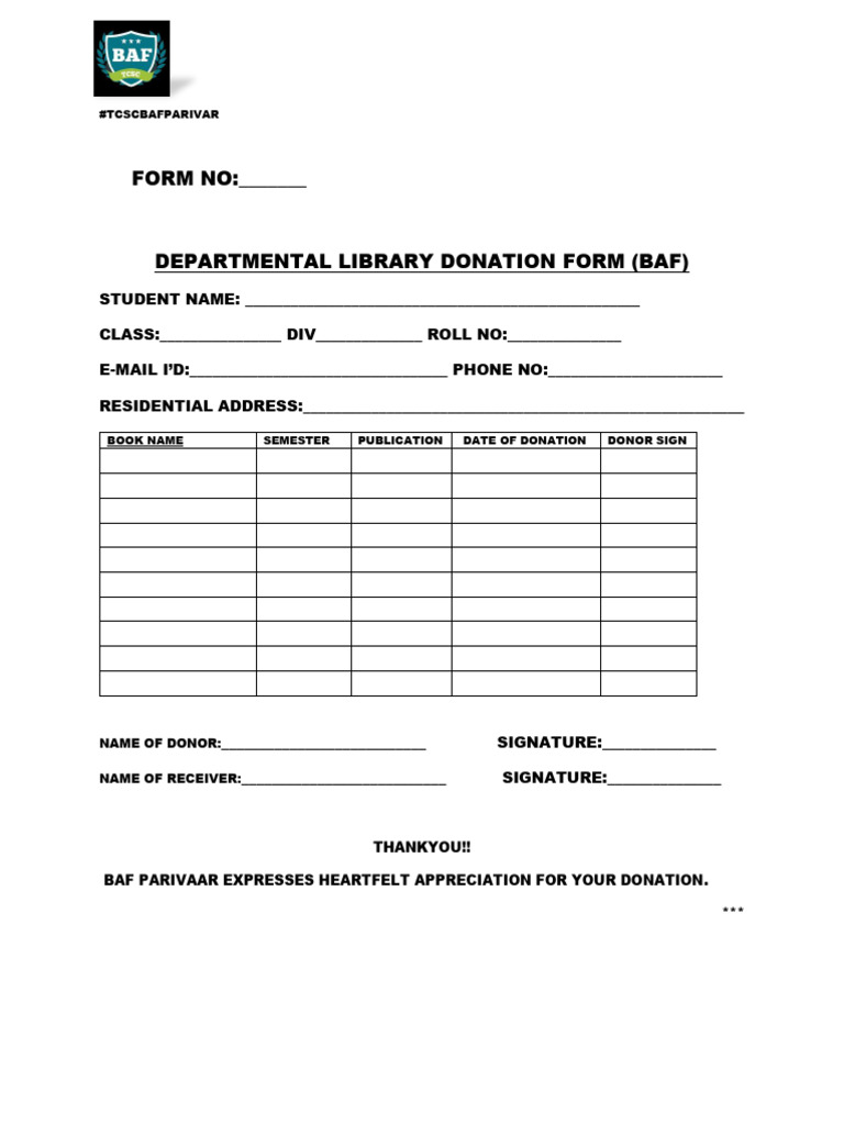 Library Donation Form | PDF