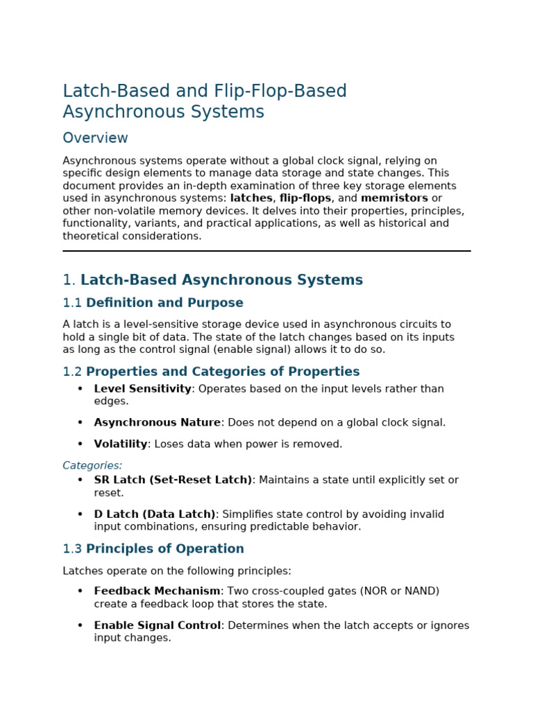 Latch-Based and Flip-Flop-Based Asynchronous Systems | PDF | Electrical ...