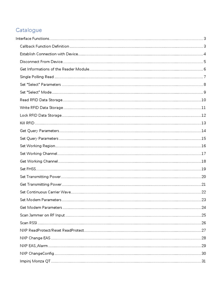 Document of Interface Functions | PDF | Radio Frequency Identification | Data Type