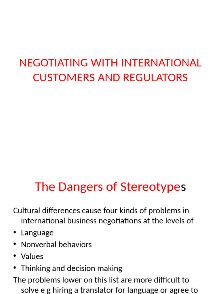 Negotiating With International Customers and Regulators | PDF ...